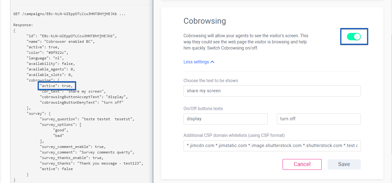 Public API – CoBrowser - Chat en Cobrowsing software zonder wachtrij.