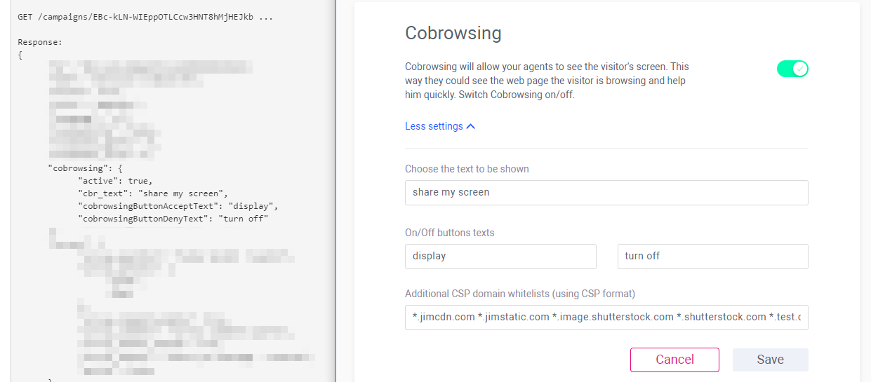 Public API – CoBrowser - Chat en Cobrowsing software zonder wachtrij.
