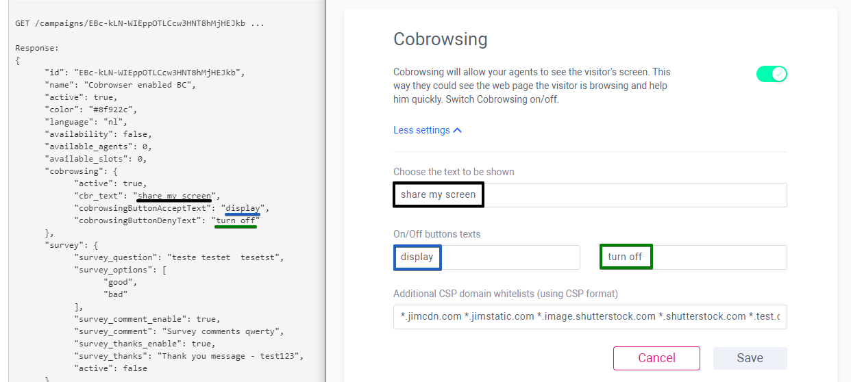 Public API – CoBrowser - Chat en Cobrowsing software zonder wachtrij.