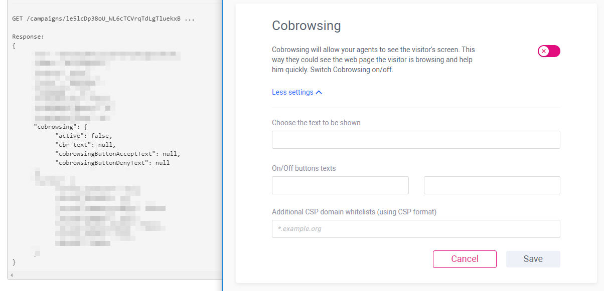 Public API – CoBrowser - Chat en Cobrowsing software zonder wachtrij.
